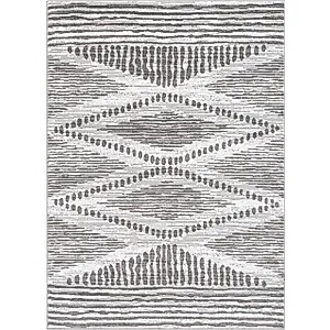 Well Woven Axasta Ivory Grey Diamond Medallion Tribal Area Rug 5x7 (5'3" x 7'3")