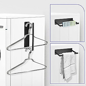 KKUYT Magnetic Hanger Organizer, Hanger Storage Stacker Holds up 40 Metal Coat Hanger, Hanger Rack for Washing Machine, Wall Mount Clothes Hanger Holder Rack to Keep Laundry Room Closet Tidy