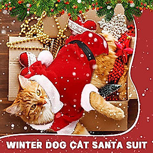 Dog Christmas Costume Santa Claus Dog Costume Christmas Dog Outfits for Small Dogs Hoodie Winter Dog Santa Suit with Cap Pet Clothes Fleece Dress for Dog Cat Puppy Xmas Costumes (Medium)