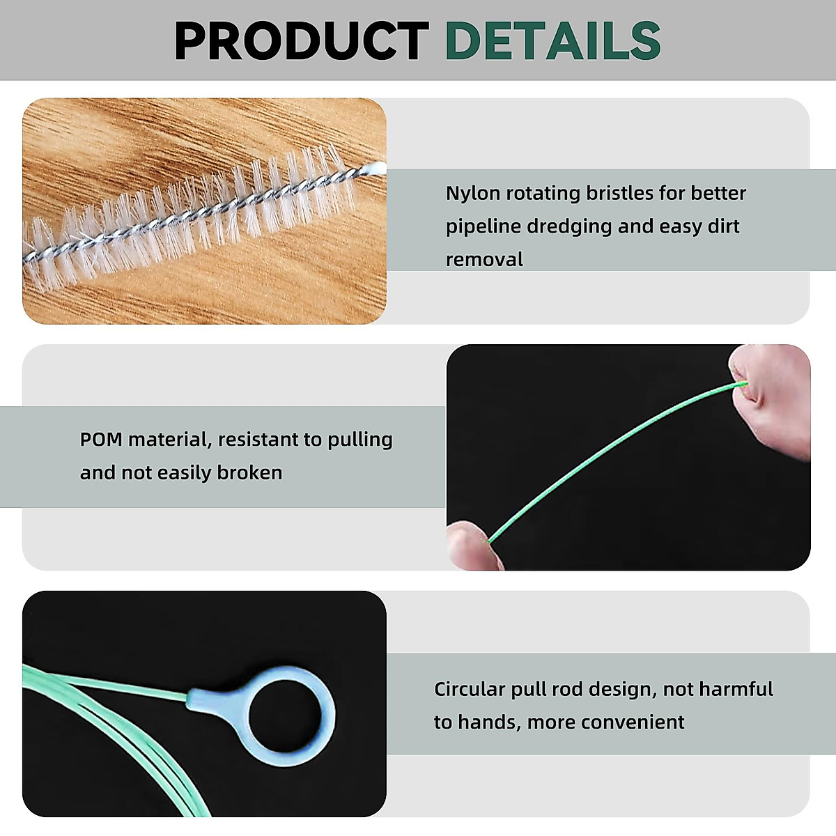 NTNEV Auto Sunroof Drain Cleaning Tool, Cleaning Brush Hose Pipe Brush, 118INCH Drain Brush Long Pipe Cleaners for Car, Tube Cleaning Brush Slim Drain Dredging Tool for car and Fridge