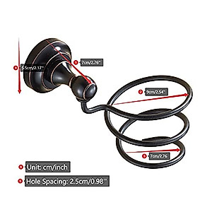 BigBig Home Wall Mounted Hair Dryer Holder for Bathroom, Bath Organizer Hair Blow Dryer of Brass with Oil Rubbed Bronze with Construction of Round