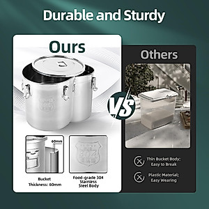 LyeXD 48L Stainless Steel Airtight Canister, Food Storage Containers with Lids Airtight Rice Cereal Grain Container Storage Box, Kitchen Canisters Metal Food Canisters Container for Rice, Grains, Oil