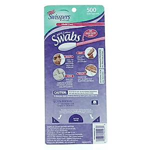 Swisspers Double Tipped Cotton Swabs 500 ea (Pack of 2)