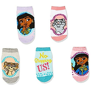 Disney Girls' Mira Royal Detective 5 Pack Shorty, Assorted Sherbert, Fits Sock Size 5-6.5 Fits Shoe Size 4-7.5