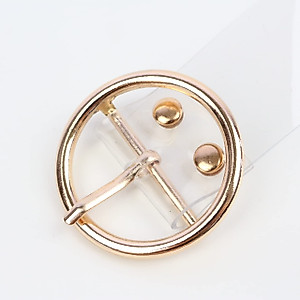 JORCEDI Trendy Chic Transparent Women Buckle Belt Wide Waist Waistband Clear For Jeans Pants Dresses (Round Gold)