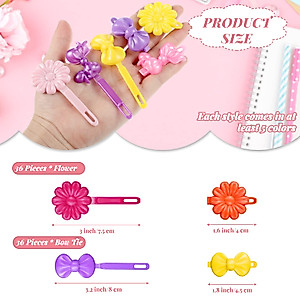 Janinka 72 Pieces Plastic Self Hinged Barrettes: Colorful 80s 90s Cartoon Hairpins and Clips for Girls and Toddlers (Multicolor, Delicate)