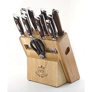 Bavarian Knife Works 12 PCS Kitchen Knife Set, Razor Sharp Blades, Made of German Steel, Ergonomic Pakkawood Handle, Light Weight Easy to Sharpen, No Steak Knives