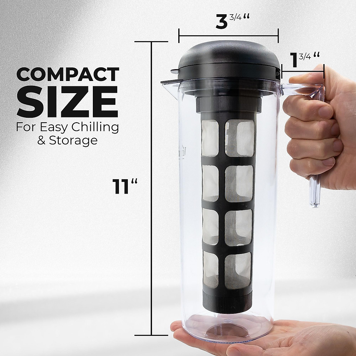 VINCI Cold Brew 360, 1.4L Cold Brew Coffee Maker Featuring Patented Dual Filter 360 Brewing Technology, Cold Brew Pitcher for Iced Coffee