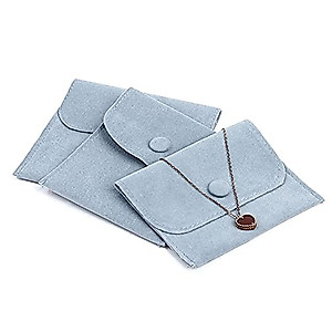 SUKPSY 6 Pcs Velvet Jewelry Storage Bags with Snap Button Gift Packaging Bags Purse Pouches for Rings, Bracelets, Necklaces, Earrings,Watch and Other Small Item (Blue)