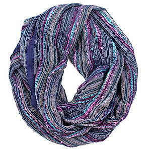 Anika Dali Women's Shimmer Sparkle Infinity Scarf- Festival Boho Bliss Fashion Scarf (Blue Turquoise)