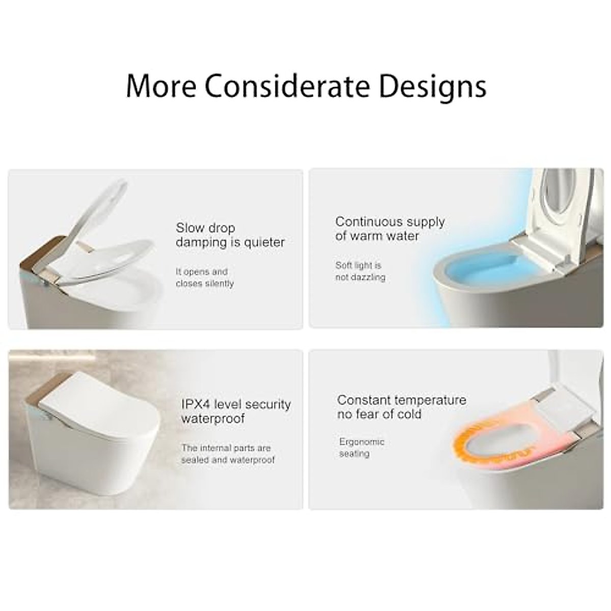 One Piece Elongated Smart Toilet Bidet with Auto Open & Close, Auto Flush, Foot Sensor Flush, LED Temperature Display, Heated Seat and Integrated Multi Function Remote Control