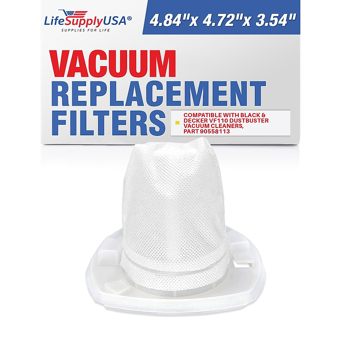 LifeSupplyUSA Vacuum Filter Replacement Cups Compatible with Black & Decker VF110 Dustbuster Vacuum Cleaners, Part 90558113