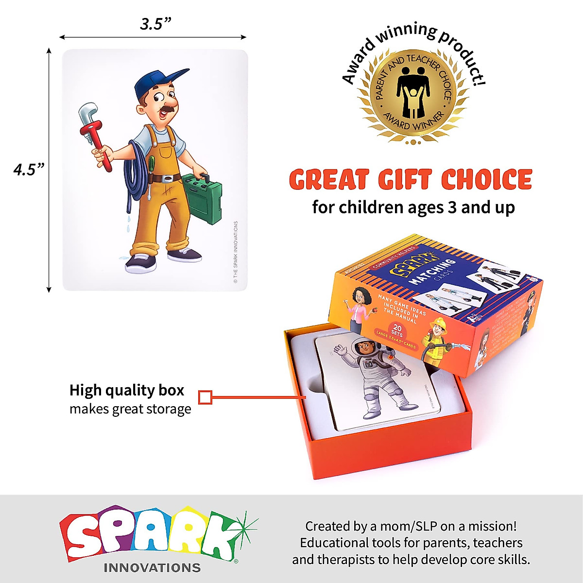SPARK INNOVATIONS Community Helpers Memory Matching Game, Memory Game with Picture Cards, Children’s Games 4 and Up, Preschool Must Haves, Homeschool Materials