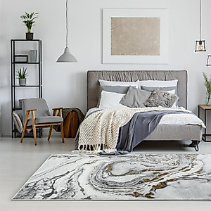 LUXE WEAVERS Marble Effect Abstract Gray 5x7 Area Rug