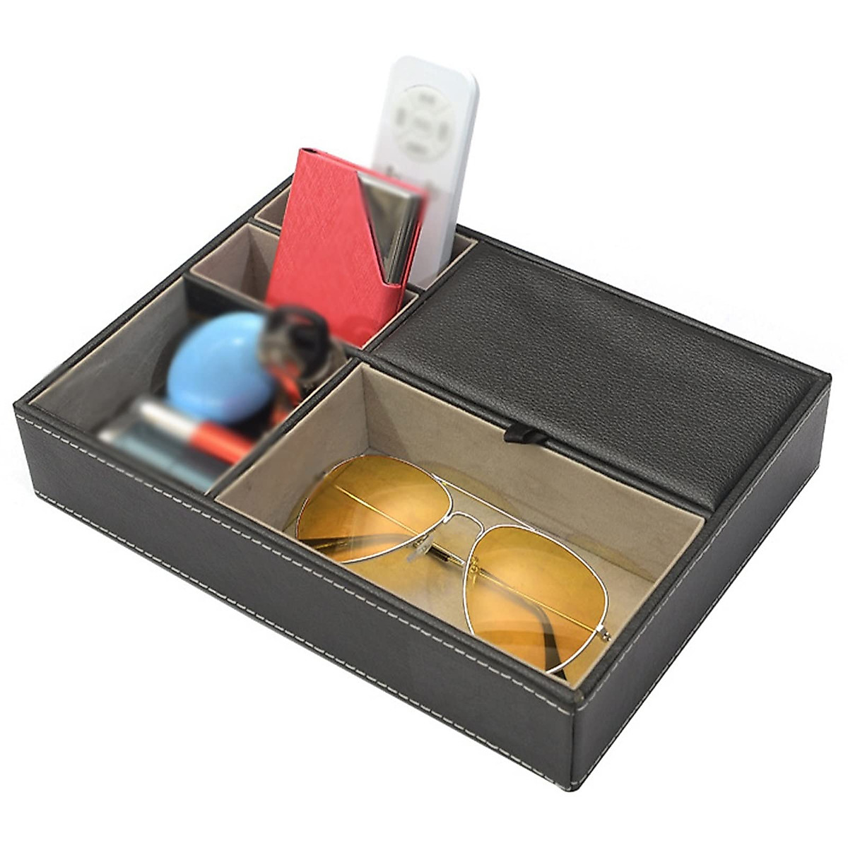 FJVJBNN Storage Box 1pc Pu Nightstand Tray Organizer Men's Desk Locker Room Top Storage Box Household Daily Storage Box