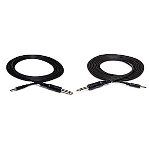 HOSA CMP-103 1/4" TS to 3.5 mm TRS Mono Interconnect Cable, 3 Feet & CMP-303 3.5 mm TS to 1/4" TS Mono Interconnect Cable, 3 feet