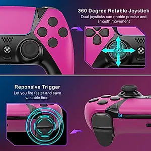 YU33 Ymir Scuf Wireless Controller Works with Modded PS4 Controller, Elite Control Remote Fits Playstation 4 Controller, Joystick/Controles de Pa4 with Mapping/Turbo/1200 mAh Battery, Rose Red/Pink