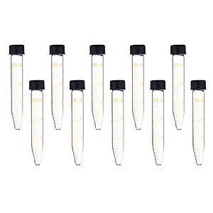 ULTECHNOVO 10pcs Conical Centrifuge Tubes 15ml Glass Test Tubes with Screw Cap for Laboratory Non - pyrogenic DNase/RNase - Free Human DNA - Free
