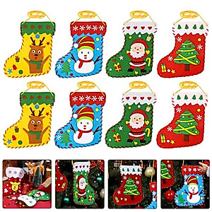 TOYANDONA 20pcs Christmas Felt DIY Stockings Crafts Create Your Own Santa Snowman Reindeer Christmas Decoration Ornaments Christmas Stocking Sewing Kits for Xmas Holiday Party