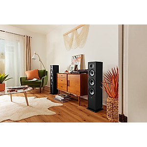 Polk Monitor XT60 Tower Speaker - Hi-Res Audio Certified, Dolby Atmos, DTS:X & Auro 3D Compatible, 1" Tweeter, 6.5" Dynamically Balanced Woofer, (2) 6.5" Passive Radiators (Single, Midnight Black)