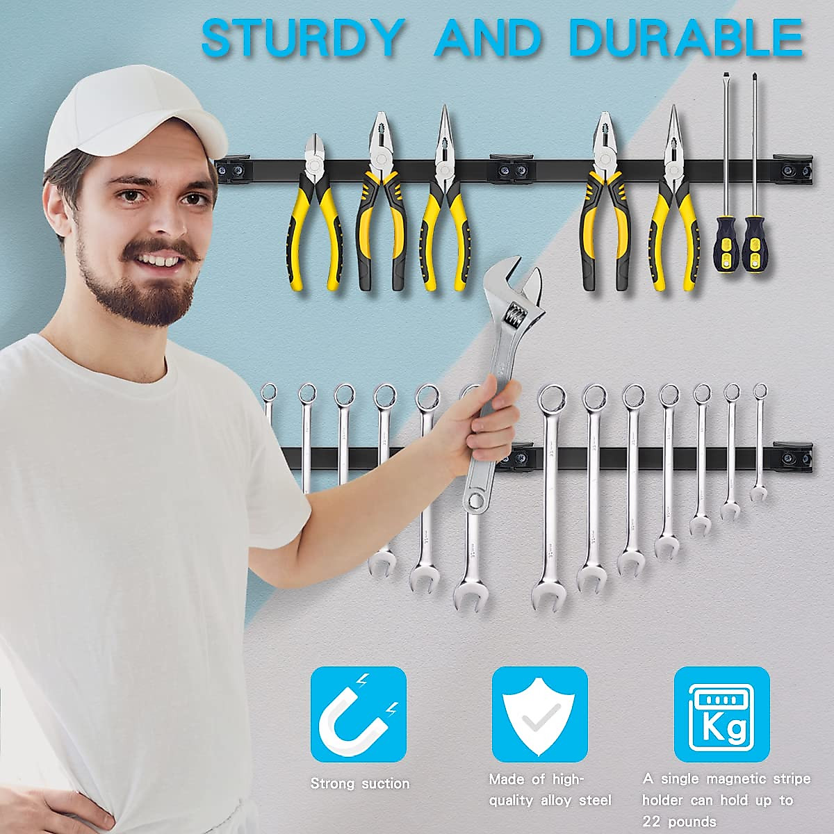 Magnetic Tool Holder Strip - Alloy Steel 5 Pack, Heavy Duty Tool Organizer Magnetic Strip, Tool Magnet Bar For Garage Tool Organization 12 In