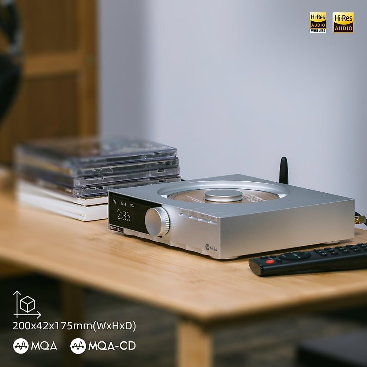 S.M.S.L PL200 MQA-CD Player Player HiFi Lossless AK4499EX Chip Bluetooth Playback Dac Headphone Amplifier,with Remote Control (Silver)