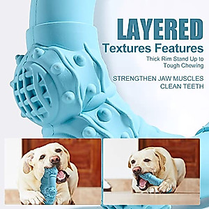 NVTED Dog Squeaky Toys Dog Chew Toy, Aggressive Chewers Squeaky Balls Throwing Ring Pet Puppy Safety Teething Ball Toys Natural Rubber Squeaky Dog Toy for Large Dogs