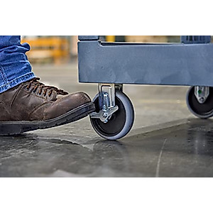 Rubbermaid Commercial Products Brute Heavy Duty 2-Shelf Utility/Service Cart, Medium, Lipped Shelves, Ergonomic Handle, 500 lbs. Capacity, Gray, for Warehouse/Garage/Cleaning/Maintenance/Stadiums