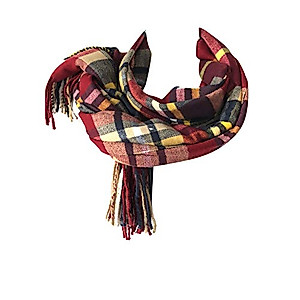 NY GOLDEN FASHION Women Oversized Scottish Clan Tartan Plaid Cashmere Feel Shawl Wrap Winter Scarf (Burgundy Multi Plaid)
