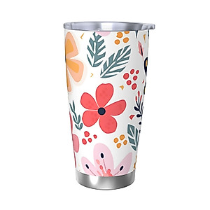 AYCZN Cute Daisy 20 OZ Tumbler Stainless Steel Travel Coffee Mug, Spring Flower Floral Insulated Water Bottle with Lid and 2 StrawsLeakproof Thermal Cup