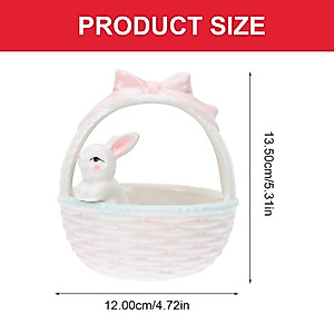 Cabilock Easter Egg Basket Ceramic Bunny Candy Bowl Fruit Basket Bunny Baskets Rabbit Bunny Figurines for Easter Egg Hunts Pink