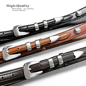 Antique Silver Buffalo& Indian Head Reproduction Coin Conchos Belt Oil Tanned Genuine Leather Western Ranger Belt (Tan, 34)