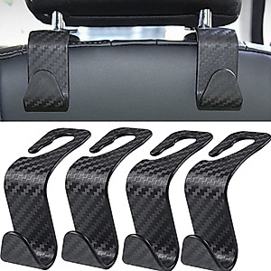 Pincuttee Car Hook for Purse and Bag 4 PCS, Universal Car Seat Hanger Seat Back Hook, Carbon Fiber Back Seat Organizer Hanger Storage Hook(Carbon Fiber)