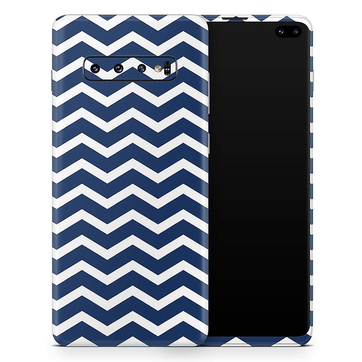 DesignSkinz White and Navy Chevron Stripes Protective Vinyl Decal Wrap Skin Cover Compatible with The Samsung Galaxy S20 (Screen Trim & Back Glass Skin)