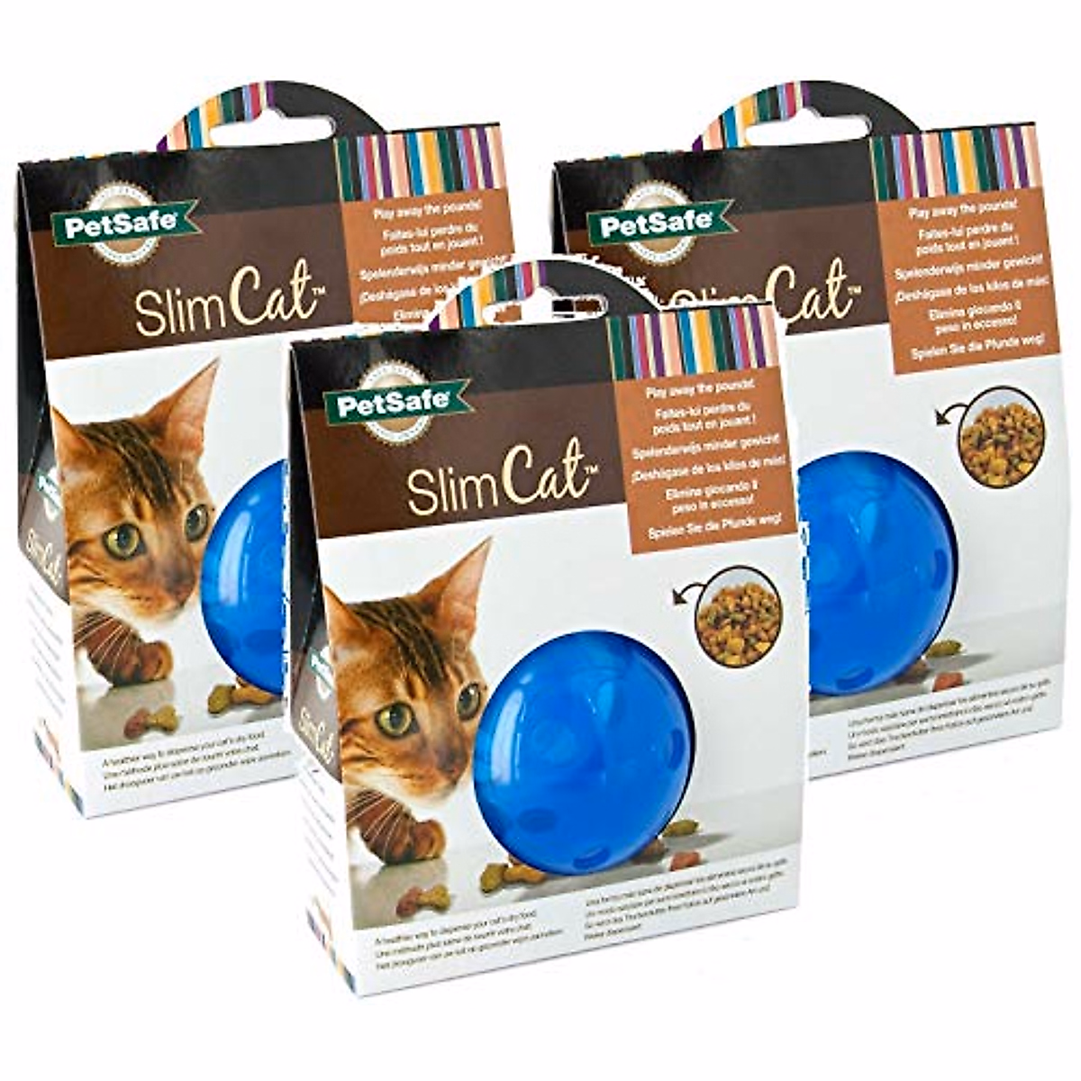 PetSafe SlimCat Meal Dispensing Cat Toy, Blue (3 Pack)