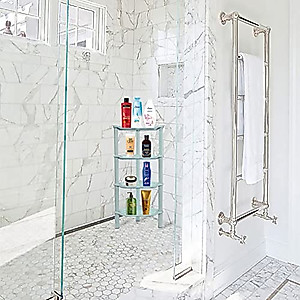 4 Tier Corner Shower Caddy, Rustproof, Plastic Shower Organizer for Bathroom, Bathtub, Shower pan, Bath Accessories Shower Caddies, 13.5 x 10 x 33.5 Inches, Blue (Round Slot Blue 4 Tier)