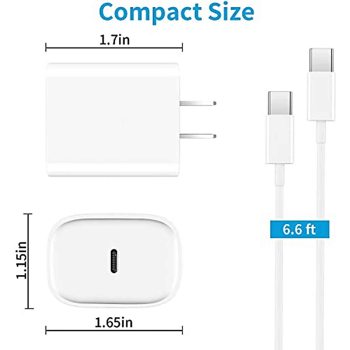 iPad Pro Charger Fast Charging,2 Pack 20W USB C Fast Wall Charger Block with 6.6FT USB C Cable for iPad Pro 12.9 in 5th/4th/3rd Gen,New iPad mini 6th Gen,2021/2020/2018 iPad Pro 11 inch,iPad Air 4th