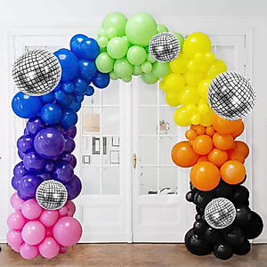 168PCS Rainbow Balloon Arch Garland Kit Disco Balloons for Glow in the Dark Party Let's Glow Birthday Wedding Back to 80s 90s Disco Party Decorations Supplies