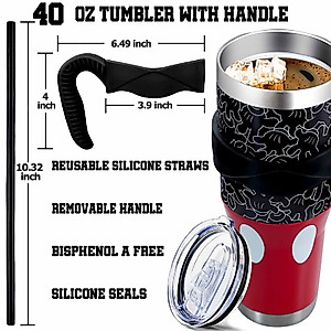Sunmdecor 40 Oz Tumbler with Handle and Silicone Straws,Coffee Insulated Tumbler with Handle,40oz Tumbler with Handle