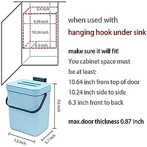 Small Compost Bin with Lid Blue Plastic Waste Basket 5 L/ 1.3 Gallons Mountable Compost Bucket Hanging Waste Bin for Office,Dog Poop Waste Compost Bin for Kitchen Trash Can Garbage Bin for Bedroom