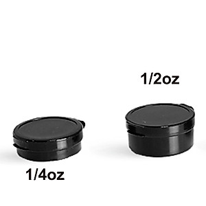Magnakoys® 1/4oz & 1/2oz Plastic Vial Containers with Hinged Top Lids for Crafts Pills Geocaching (10, Black 1/4 oz)