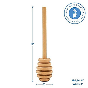 Wooden Honey Dippers 4 Inch, Pack of 6 Honey Dipper Sticks for Party Favors, Décor, and Food Boards, by Woodpeckers