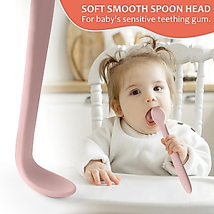 6-Piece Silicone Baby Feeding Spoons for First Stage Infant, Soft-Tip Easy on Gums I Training Spoon Self | Baby Utensils Feeding Supplies, Dishwasher Safe & Boil-proof
