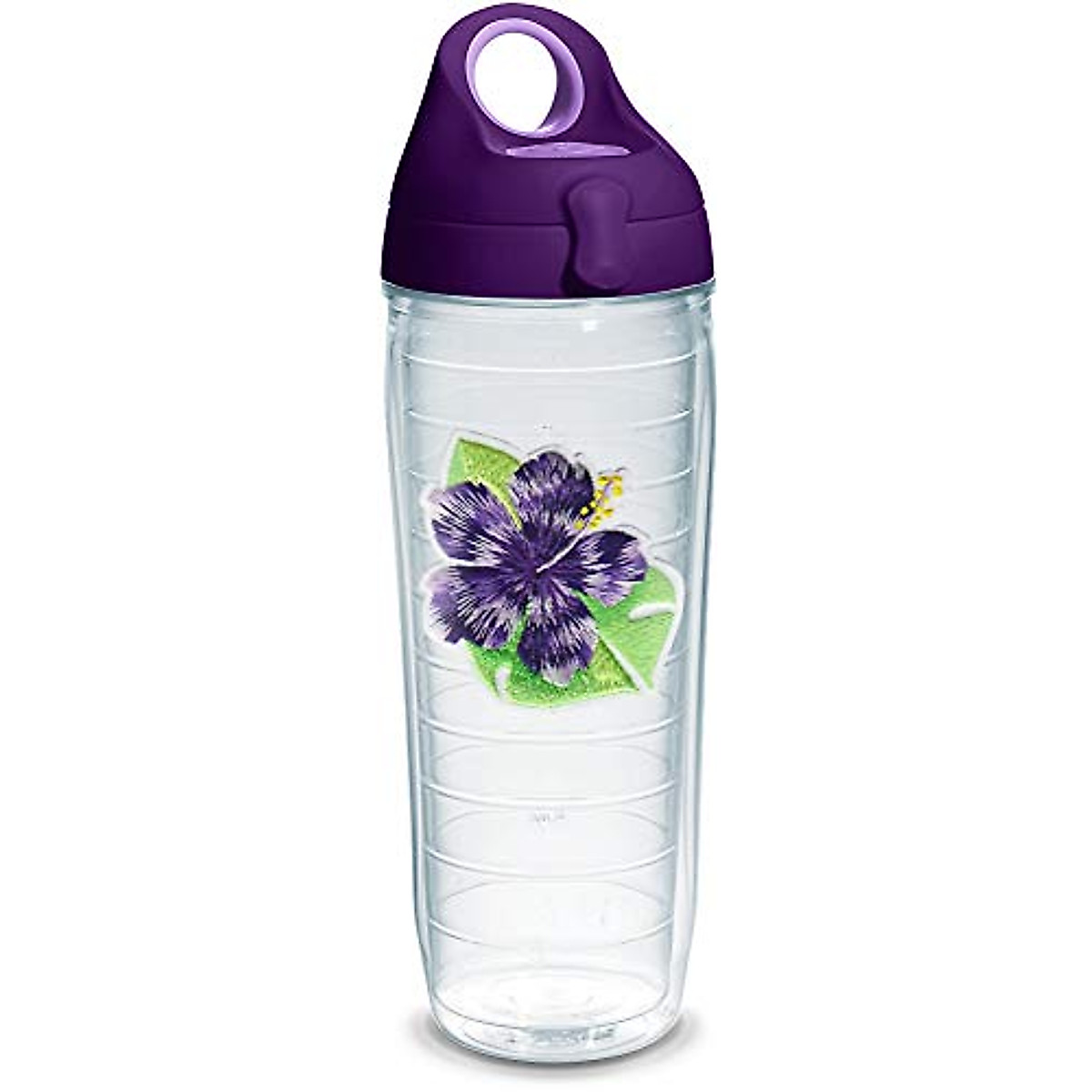 Tervis Tropical Hibiscus Collection Made in USA Double Walled Insulated Tumbler Travel Cup Keeps Drinks Cold & Hot, 24oz Water Bottle, Island Hibiscus Purple