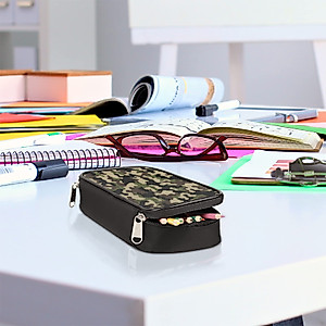 Green Camo Large Capacity Pencil Case, Navy Camouflage Pencil Pouch Pen Bag with Double Zipper, Statiry Pencil Box Pouch Holder Organizer for Office College School Students