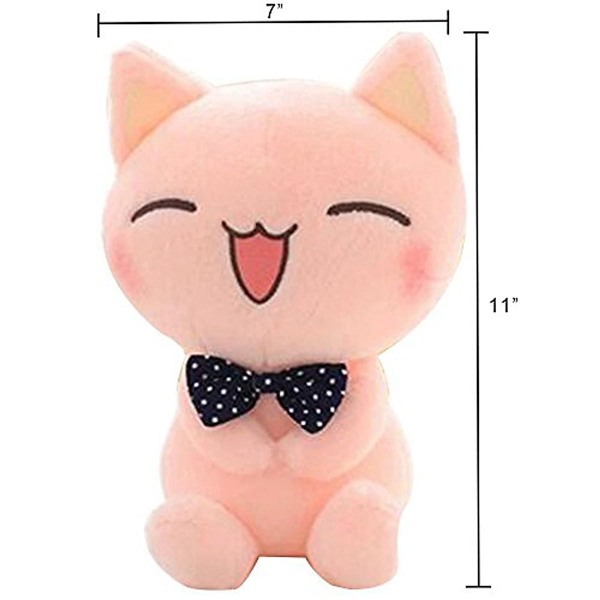 ECTY Cat Plush Cute Plushies, Pink Cat Plushie, Cat Stuffed Animals, Kawaii Plush Toys for Kids - 11 inch