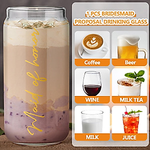 HOOMUU Maid of Honor Gifts - Bridesmaid Gifts for Maid of Honor Proposal Gifts - Wedding Gifts for Bachelorette Bridal Shower Engagement Wedding Party - 16 Oz Drinking Glass Cup