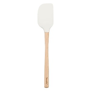 Tovolo White Flex-Core Wood Handled Silicone Spatula, Non-Stick, Heat-Resistant, BPA-Free, Dishwasher-Safe With Removable Angled Head