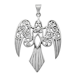 Dryad Design Large Morrigan Raven Pendant - Sterling Silver Celtic Goddess Wiccan Gift Pagan Jewelry