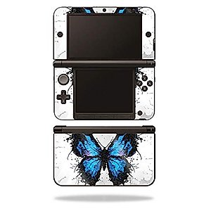 MightySkins Glossy Glitter Skin for Nintendo 3DS XL Original (2012-2014) - Butterfly Splash | Protective, Durable High-Gloss Glitter Finish | Easy to Apply, Remove, and Change Styles | Made in The USA